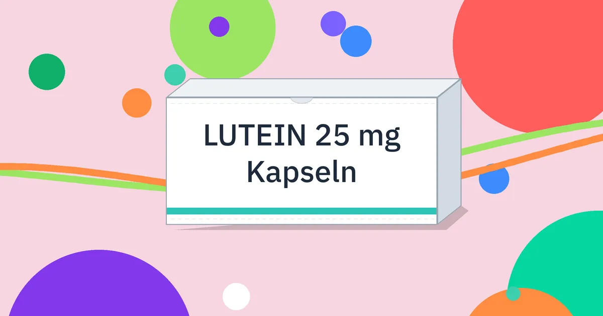 Symbolbild: Packung mit der Aufschrift LUTEIN 25 mg Kapseln (PZN 20013720) – Verfügbarkeit und Bezug in Apotheken in Frankfurt am Main