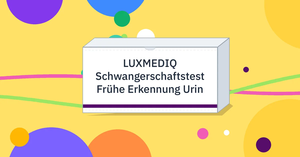Symbolbild: Packung mit der Aufschrift LUXMEDIQ Schwangerschaftstest Frühe Erkennung Urin (PZN 20355113) – Verfügbarkeit und Bezug in Apotheken in Frankfurt am Main