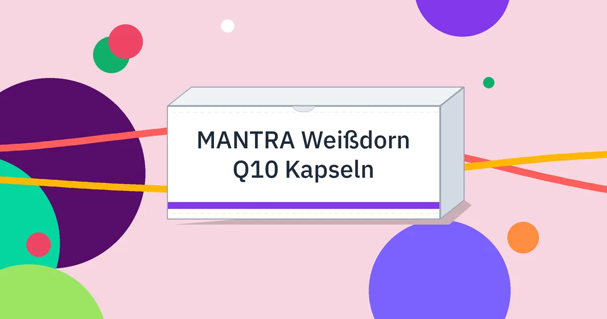 Symbolbild: Packung mit der Aufschrift MANTRA Weißdorn Q10 Kapseln (PZN 16235001) – Verfügbarkeit und Bezug in Apotheken in Frankfurt am Main