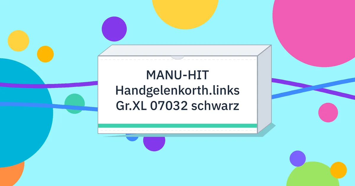 Symbolbild: Packung mit der Aufschrift MANU-HIT Handgelenkorth.links Gr.XL 07032 schwarz (PZN 01578155) – Verfügbarkeit und Bezug in Apotheken in Frankfurt am Main
