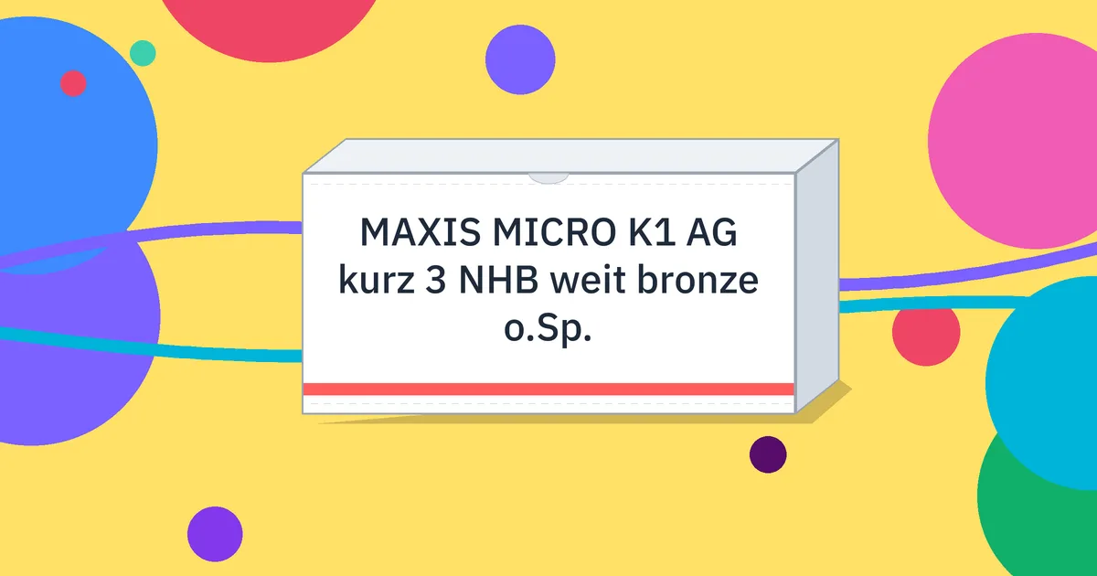Symbolbild: Packung mit der Aufschrift MAXIS MICRO K1 AG kurz 3 NHB weit bronze o.Sp. (PZN 17672212) – Verfügbarkeit und Bezug in Apotheken in Frankfurt am Main