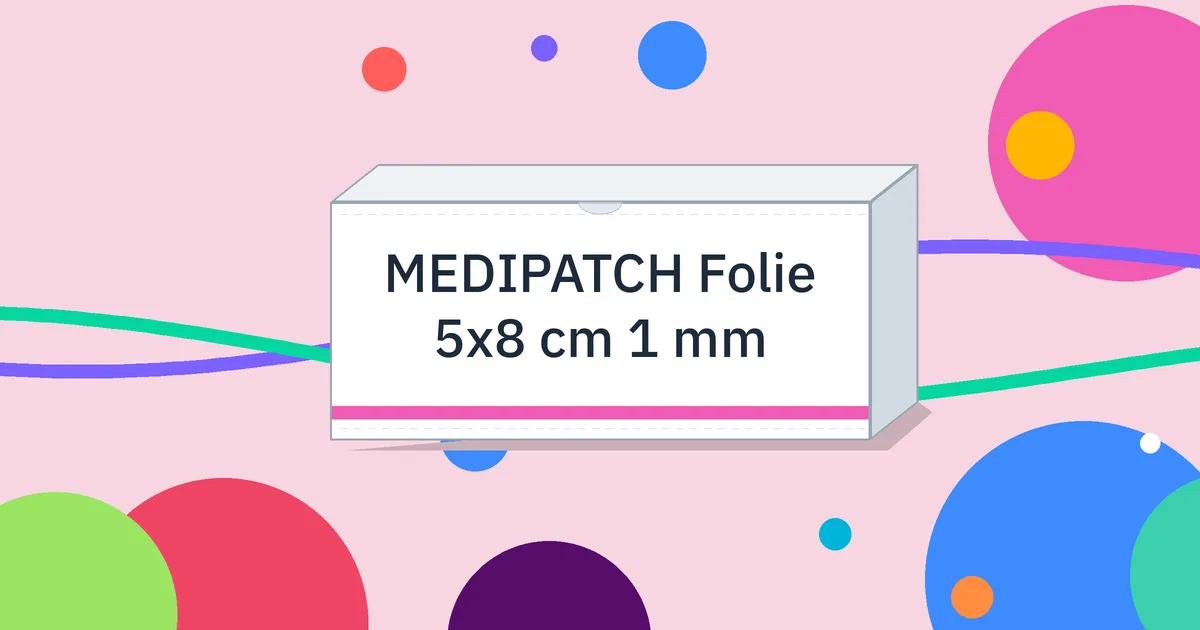 Symbolbild: Packung mit der Aufschrift MEDIPATCH Folie 5x8 cm 1 mm (PZN 03383289) – Verfügbarkeit und Bezug in Apotheken in Frankfurt am Main
