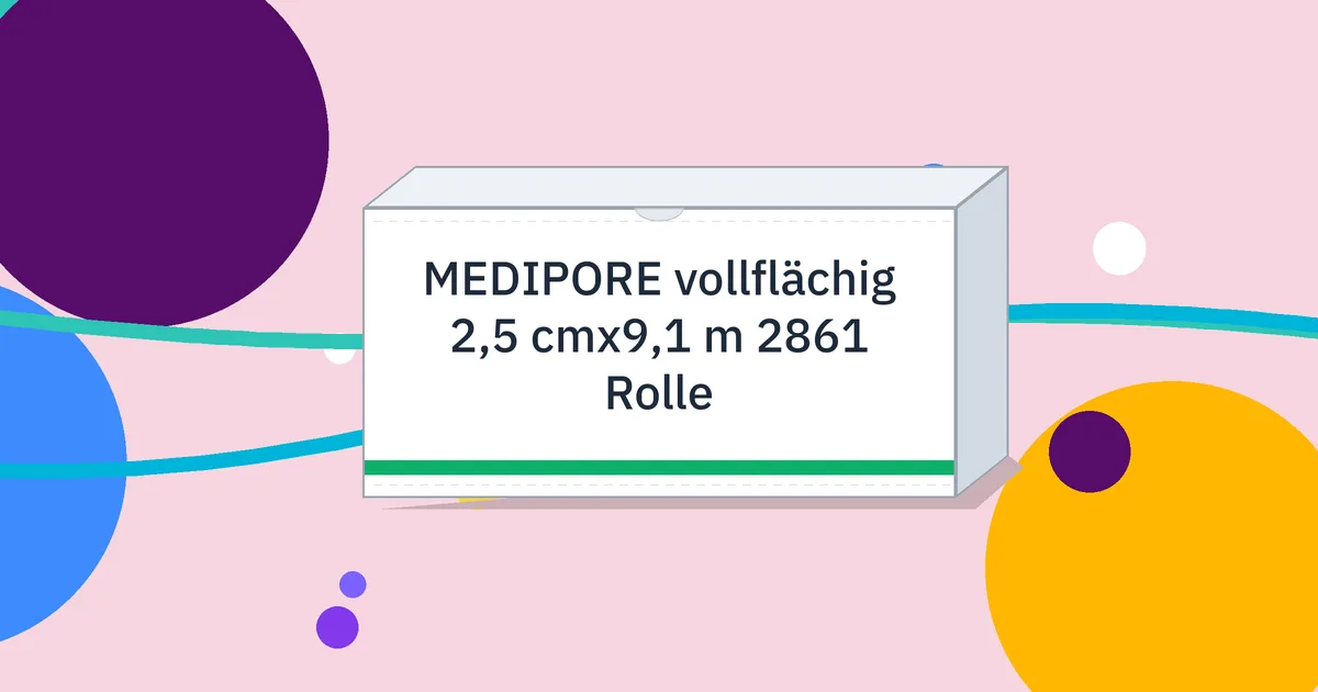 Symbolbild: Packung mit der Aufschrift MEDIPORE vollflächig 2,5 cmx9,1 m 2861 Rolle (PZN 20129701) – Verfügbarkeit und Bezug in Apotheken in Frankfurt am Main