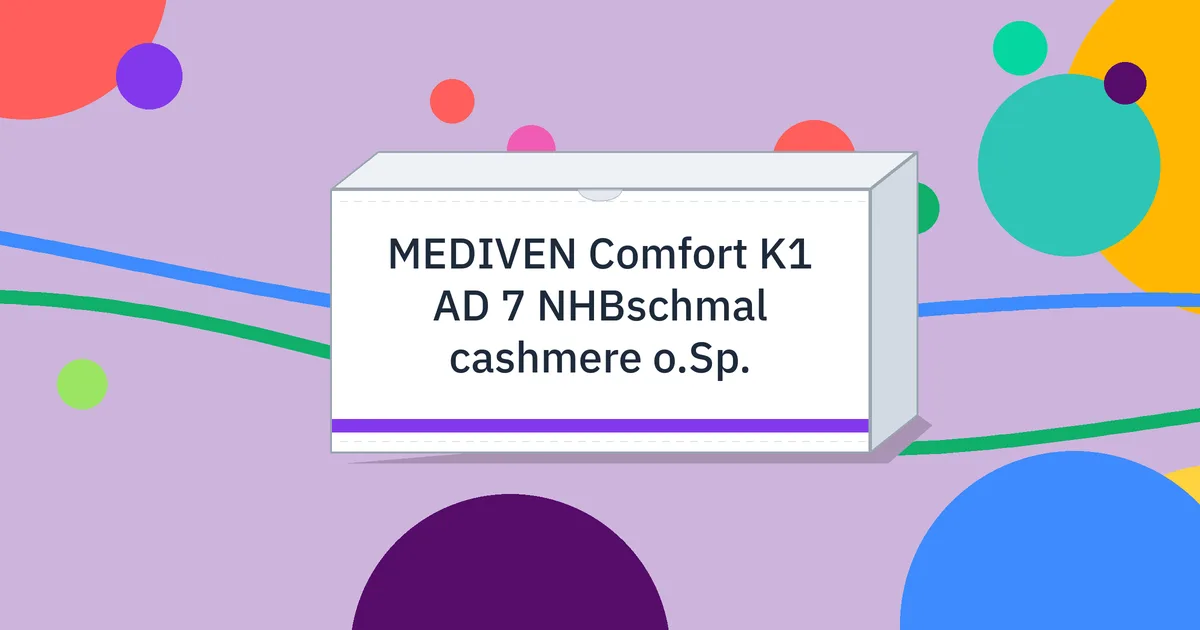 Symbolbild: Packung mit der Aufschrift MEDIVEN Comfort K1 AD 7 NHBschmal cashmere o.Sp. (PZN 14659493) – Verfügbarkeit und Bezug in Apotheken in Frankfurt am Main