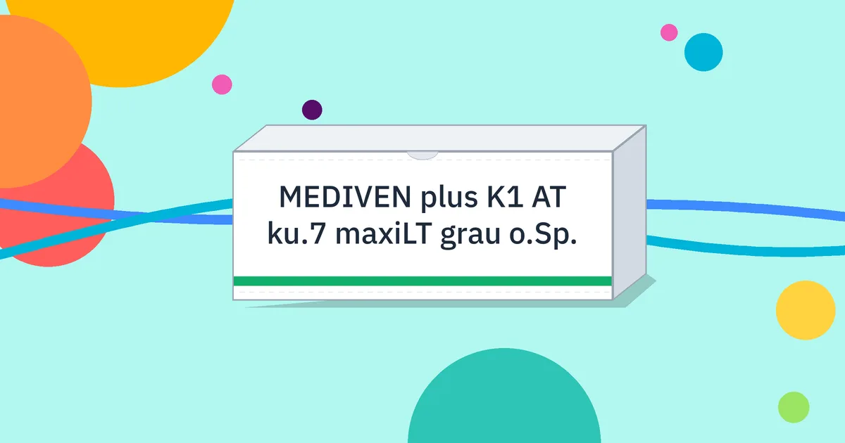 Symbolbild: Packung mit der Aufschrift MEDIVEN plus K1 AT ku.7 maxiLT grau o.Sp. (PZN 18942493) – Verfügbarkeit und Bezug in Apotheken in Frankfurt am Main