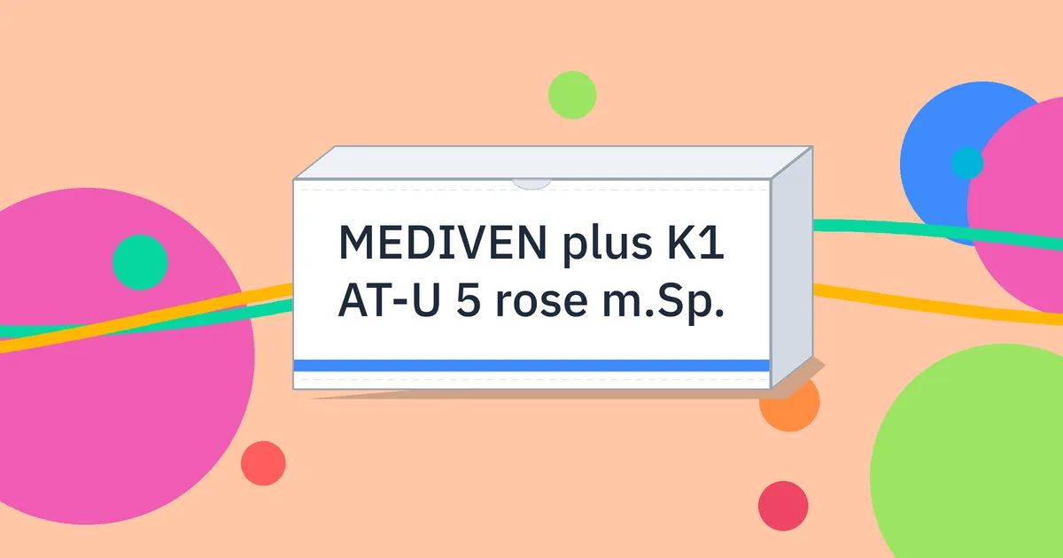 Symbolbild: Packung mit der Aufschrift MEDIVEN plus K1 AT-U 5 rose m.Sp. (PZN 15030633) – Verfügbarkeit und Bezug in Apotheken in Frankfurt am Main