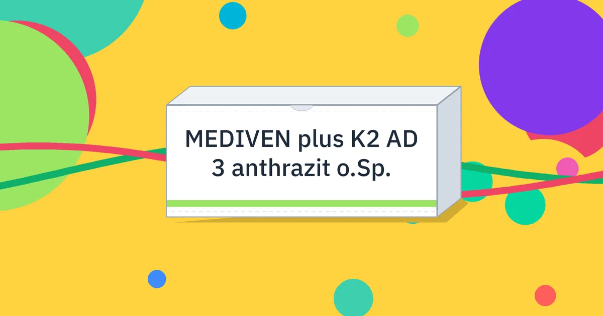 Symbolbild: Packung mit der Aufschrift MEDIVEN plus K2 AD 3 anthrazit o.Sp. (PZN 15092580) – Verfügbarkeit und Bezug in Apotheken in Frankfurt am Main