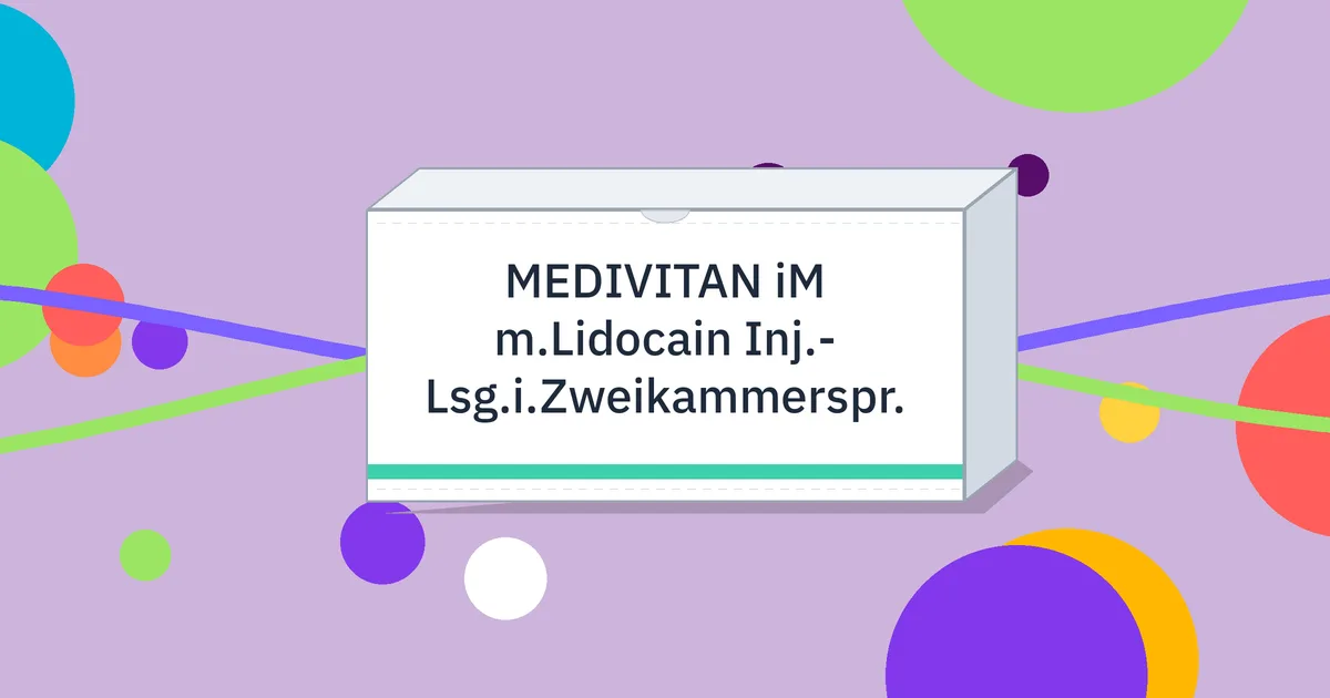 Symbolbild: Packung mit der Aufschrift MEDIVITAN iM m.Lidocain Inj.-Lsg.i.Zweikammerspr. (PZN 10192845) – Verfügbarkeit und Bezug in Apotheken in Frankfurt am Main