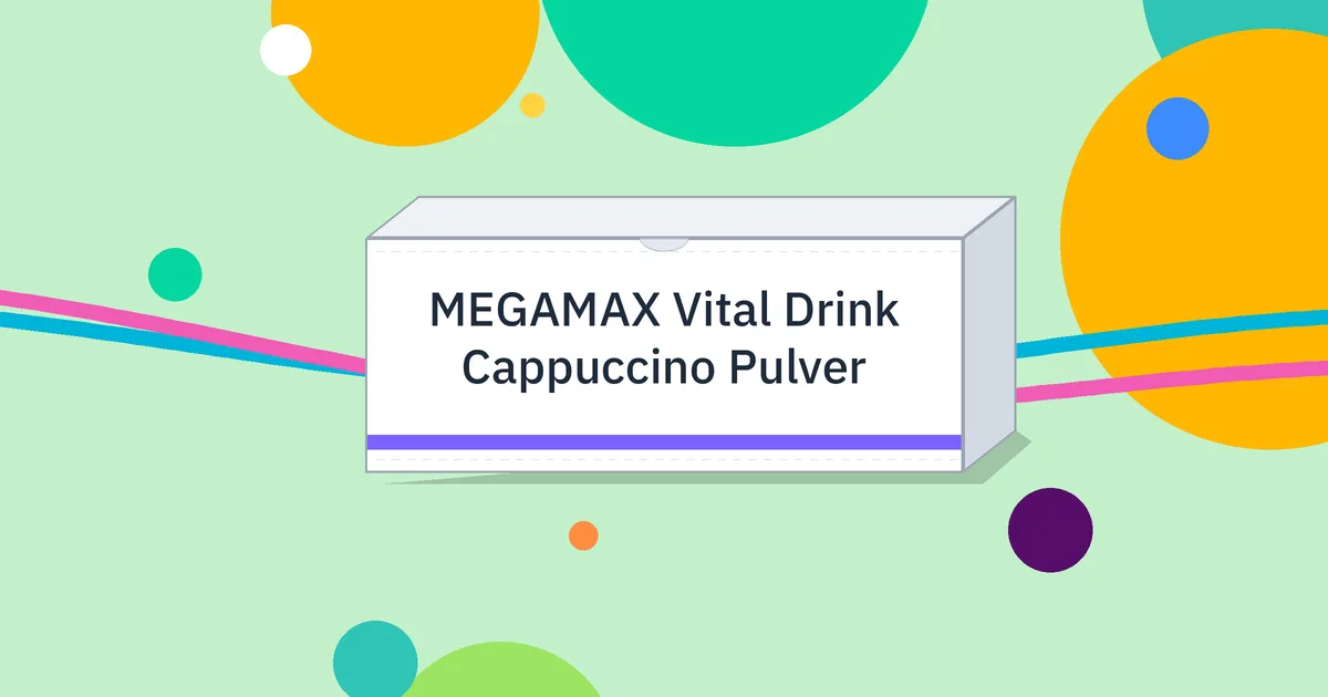 Symbolbild: Packung mit der Aufschrift MEGAMAX Vital Drink Cappuccino Pulver (PZN 18159557) – Verfügbarkeit und Bezug in Apotheken in Frankfurt am Main