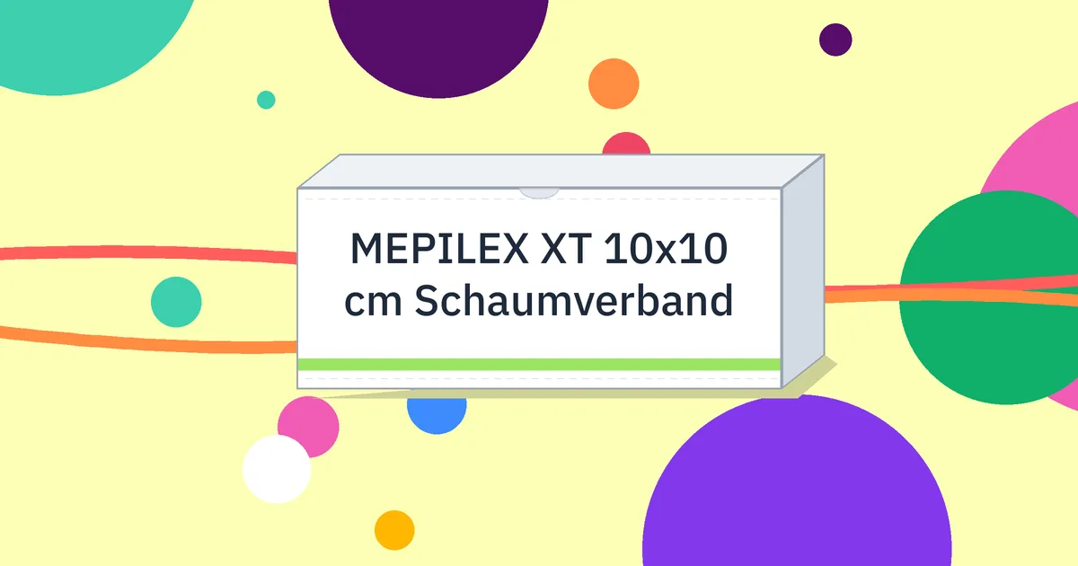 Symbolbild: Packung mit der Aufschrift MEPILEX XT 10x10 cm Schaumverband (PZN 13881031) – Verfügbarkeit und Bezug in Apotheken in Frankfurt am Main