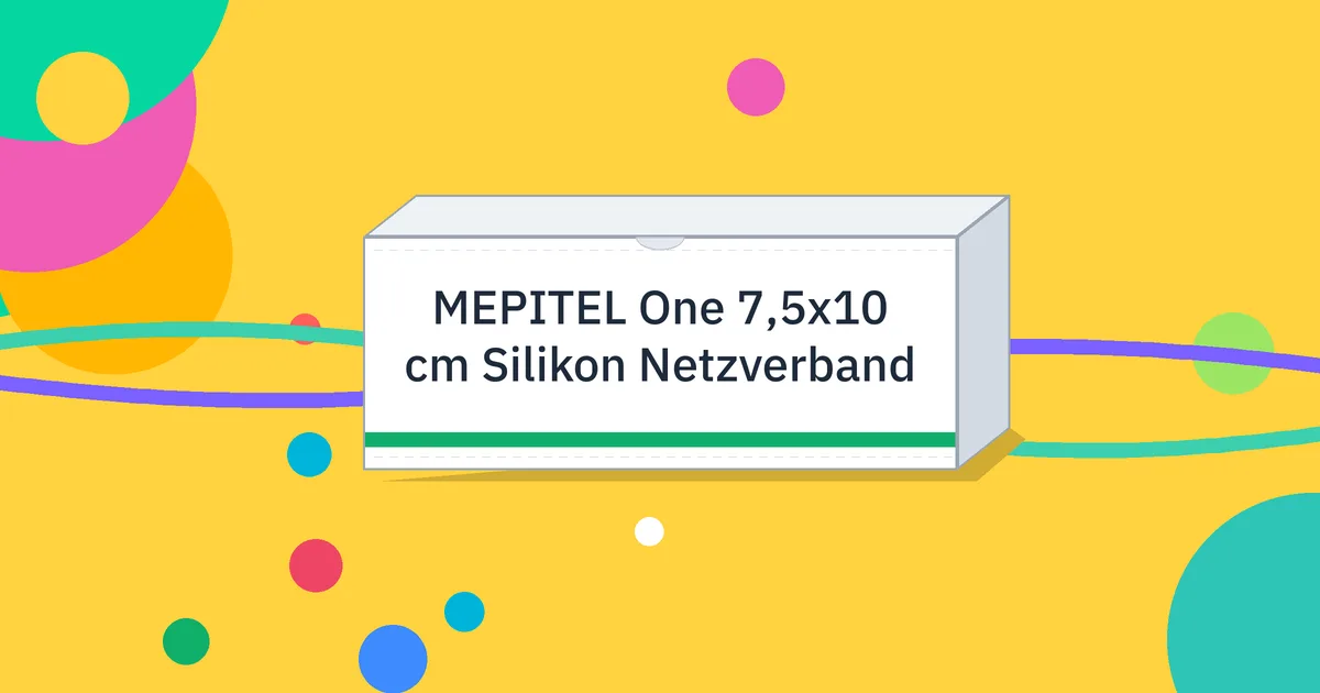 Symbolbild: Packung mit der Aufschrift MEPITEL One 7,5x10 cm Silikon Netzverband (PZN 19702578) – Verfügbarkeit und Bezug in Apotheken in Frankfurt am Main