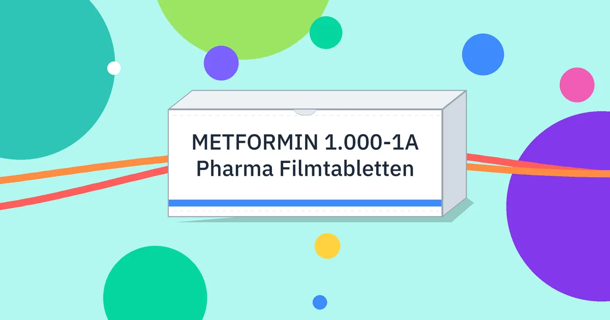 Symbolbild: Packung mit der Aufschrift METFORMIN 1.000-1A Pharma Filmtabletten (PZN 03075487) – Verfügbarkeit und Bezug in Apotheken in Frankfurt am Main