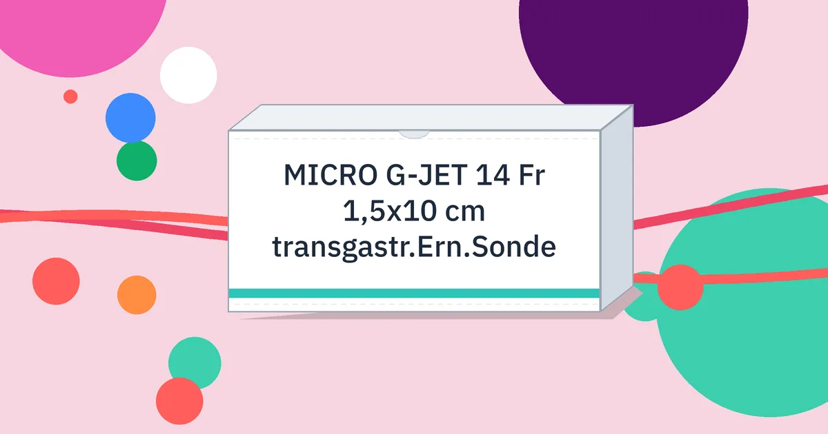 Symbolbild: Packung mit der Aufschrift MICRO G-JET 14 Fr 1,5x10 cm transgastr.Ern.Sonde (PZN 17818118) – Verfügbarkeit und Bezug in Apotheken in Frankfurt am Main