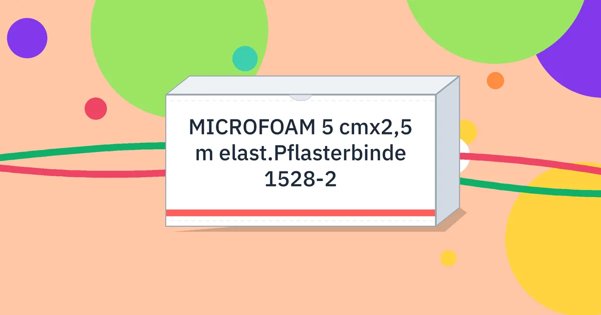Symbolbild: Packung mit der Aufschrift MICROFOAM 5 cmx2,5 m elast.Pflasterbinde 1528-2 (PZN 02024275) – Verfügbarkeit und Bezug in Apotheken in Frankfurt am Main