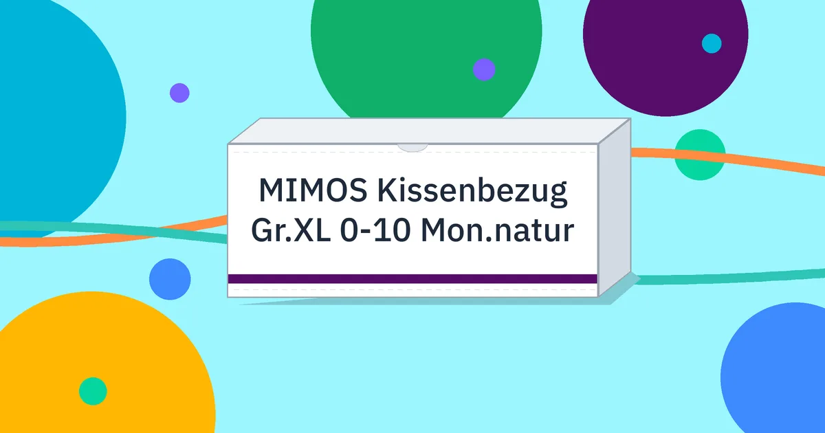 Symbolbild: Packung mit der Aufschrift MIMOS Kissenbezug Gr.XL 0-10 Mon.natur (PZN 11127399) – Verfügbarkeit und Bezug in Apotheken in Frankfurt am Main