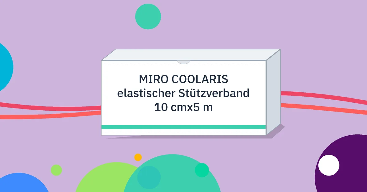 Symbolbild: Packung mit der Aufschrift MIRO COOLARIS elastischer Stützverband 10 cmx5 m (PZN 07105506) – Verfügbarkeit und Bezug in Apotheken in Frankfurt am Main