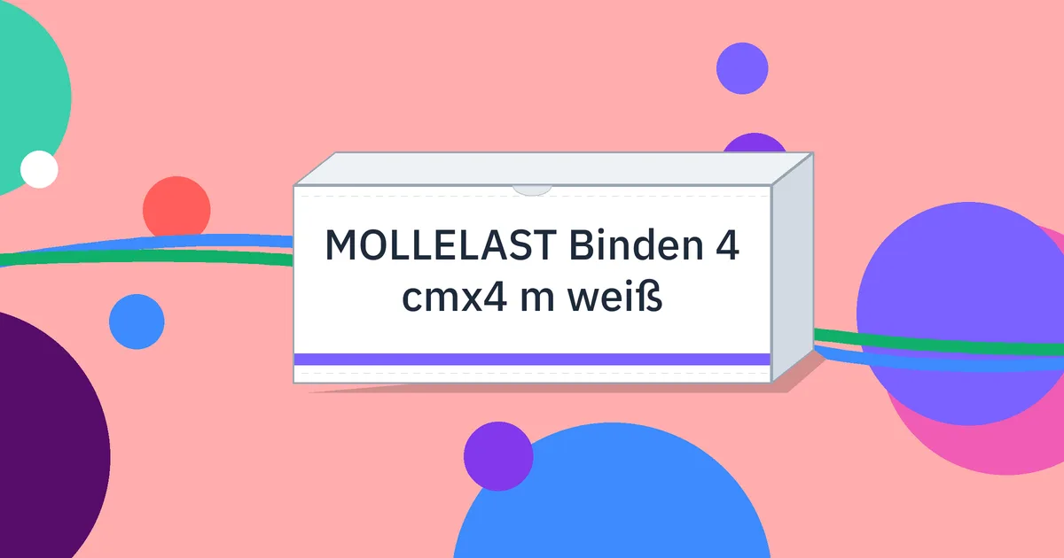 Symbolbild: Packung mit der Aufschrift MOLLELAST Binden 4 cmx4 m weiß (PZN 17452485) – Verfügbarkeit und Bezug in Apotheken in Frankfurt am Main