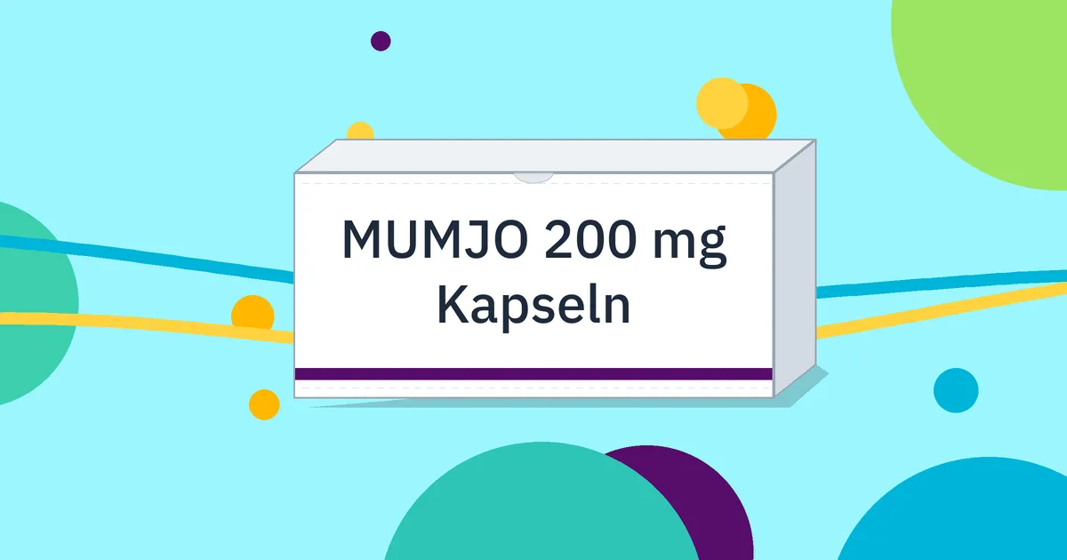 Symbolbild: Packung mit der Aufschrift MUMJO 200 mg Kapseln (PZN 04648577) – Verfügbarkeit und Bezug in Apotheken in Frankfurt am Main