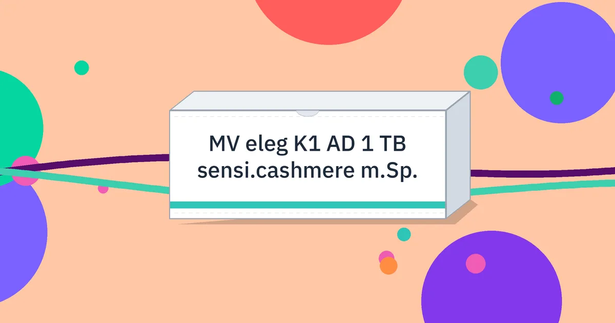 Symbolbild: Packung mit der Aufschrift MV eleg K1 AD 1 TB sensi.cashmere m.Sp. (PZN 14650084) – Verfügbarkeit und Bezug in Apotheken in Frankfurt am Main