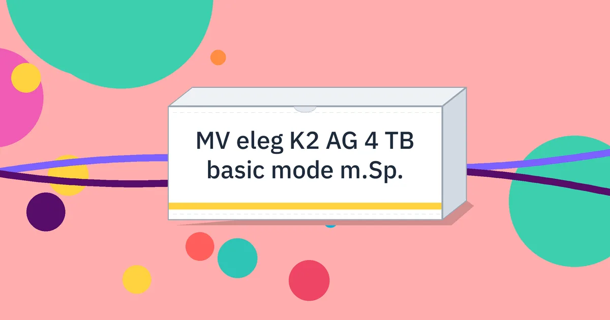 Symbolbild: Packung mit der Aufschrift MV eleg K2 AG 4 TB basic mode m.Sp. (PZN 09875993) – Verfügbarkeit und Bezug in Apotheken in Frankfurt am Main