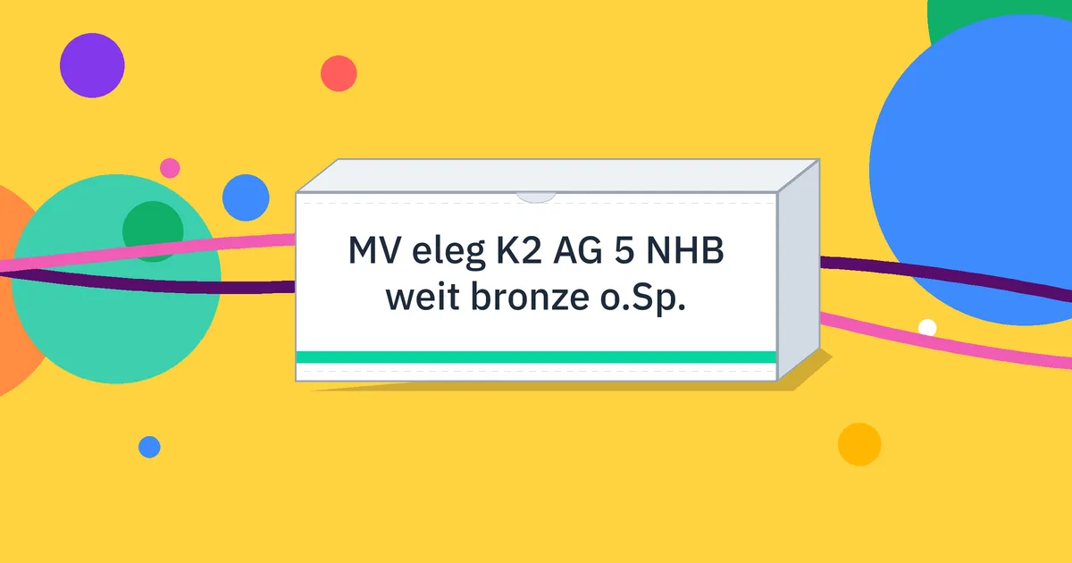 Symbolbild: Packung mit der Aufschrift MV eleg K2 AG 5 NHB weit bronze o.Sp. (PZN 15728888) – Verfügbarkeit und Bezug in Apotheken in Frankfurt am Main