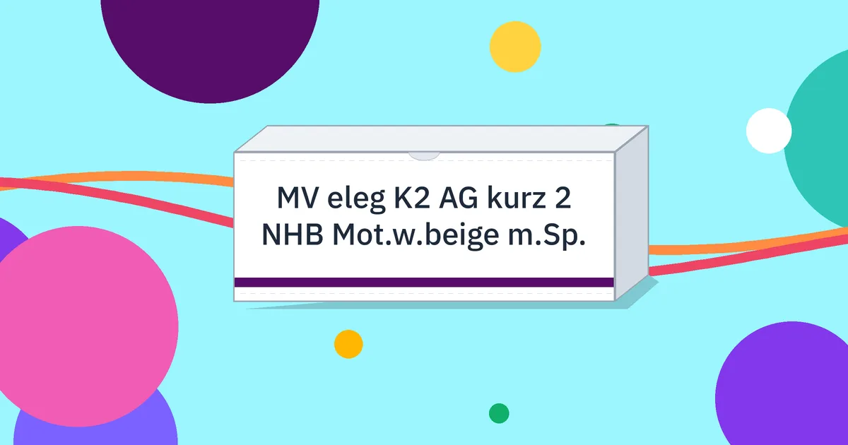 Symbolbild: Packung mit der Aufschrift MV eleg K2 AG kurz 2 NHB Mot.w.beige m.Sp. (PZN 15713125) – Verfügbarkeit und Bezug in Apotheken in Frankfurt am Main