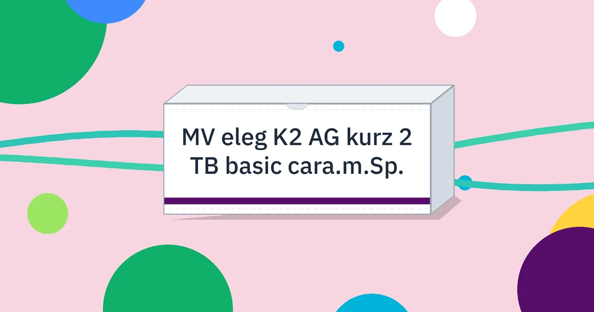 Symbolbild: Packung mit der Aufschrift MV eleg K2 AG kurz 2 TB basic cara.m.Sp. (PZN 00195506) – Verfügbarkeit und Bezug in Apotheken in Frankfurt am Main