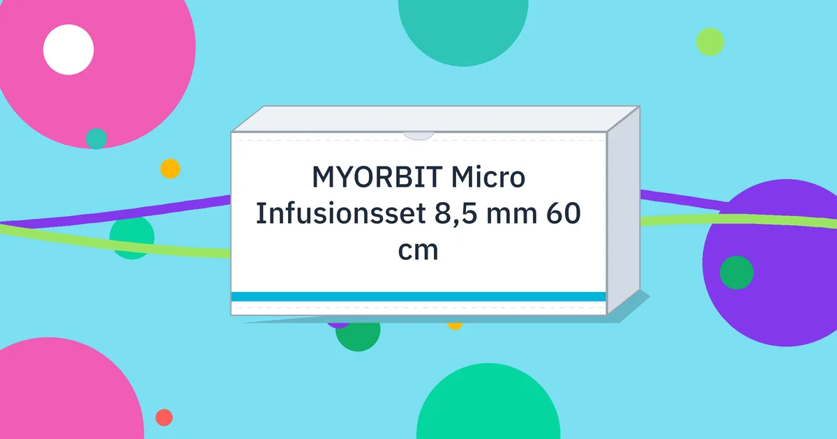 Symbolbild: Packung mit der Aufschrift MYORBIT Micro Infusionsset 8,5 mm 60 cm (PZN 20294825) – Verfügbarkeit und Bezug in Apotheken in Frankfurt am Main