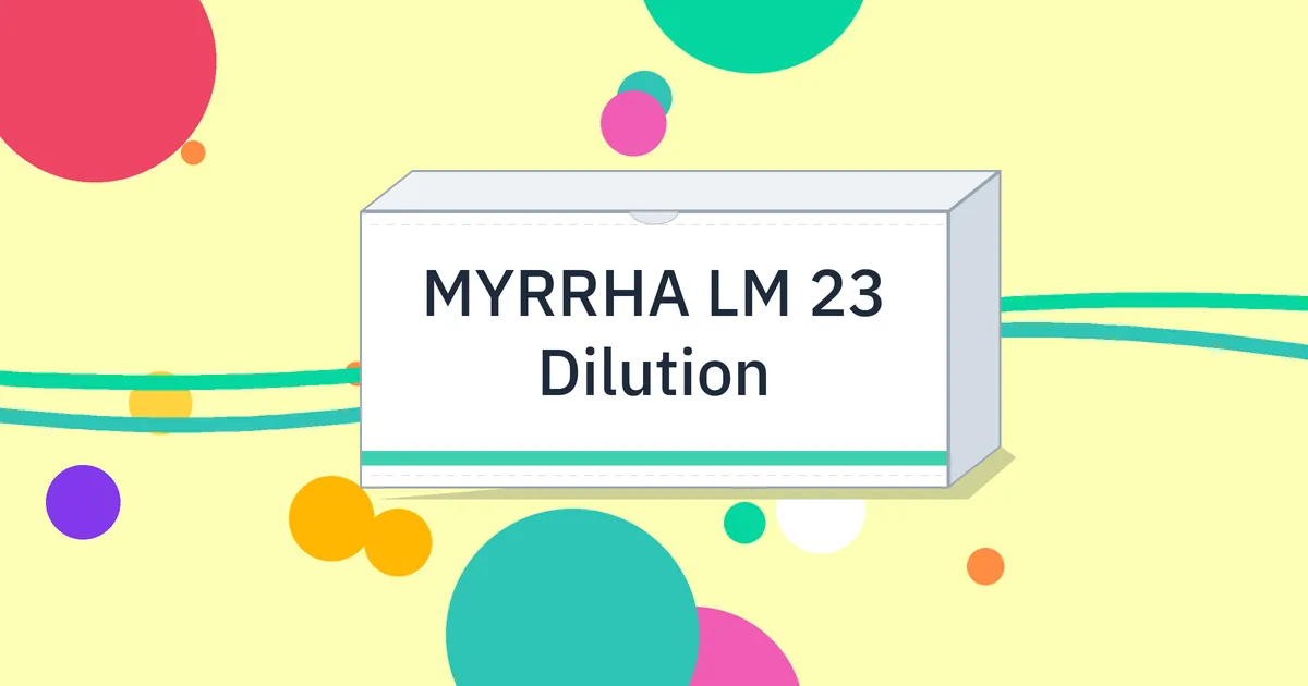 Symbolbild: Packung mit der Aufschrift MYRRHA LM 23 Dilution (PZN 12957708) – Verfügbarkeit und Bezug in Apotheken in Frankfurt am Main