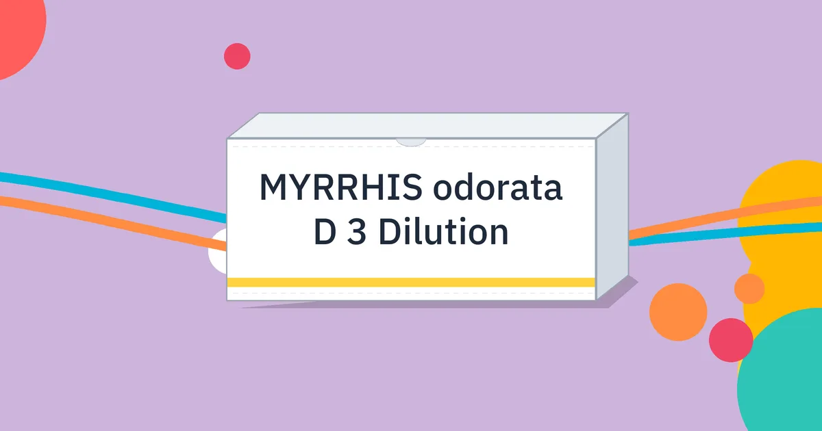 Symbolbild: Packung mit der Aufschrift MYRRHIS odorata D 3 Dilution (PZN 07174803) – Verfügbarkeit und Bezug in Apotheken in Frankfurt am Main