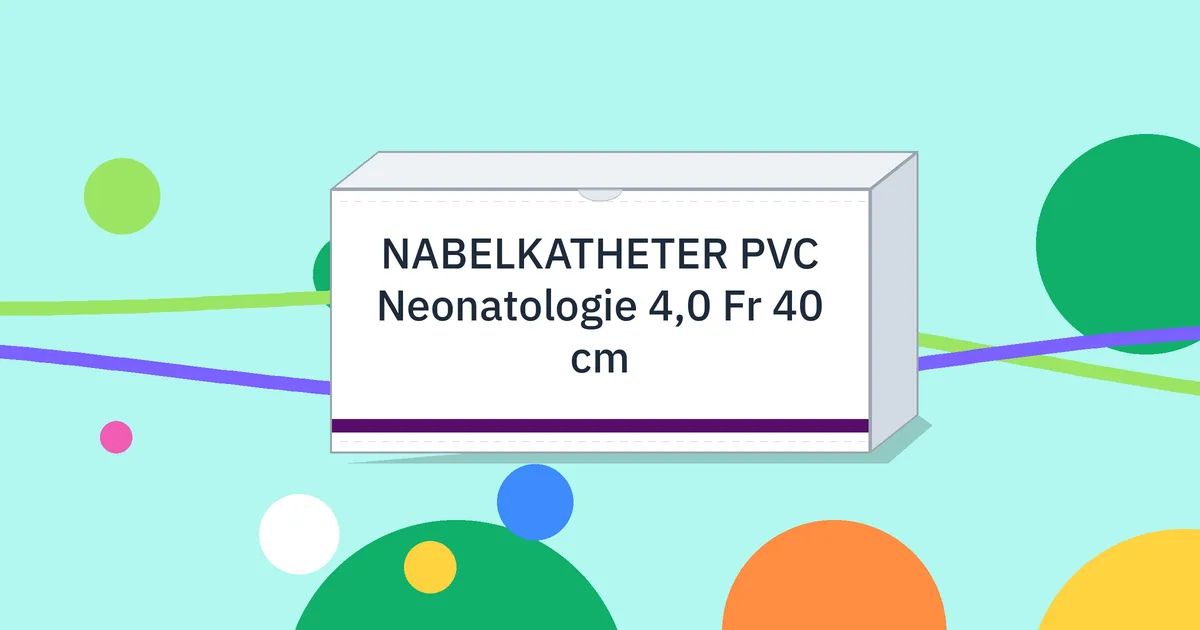 Symbolbild: Packung mit der Aufschrift NABELKATHETER PVC Neonatologie 4,0 Fr 40 cm (PZN 09380671) – Verfügbarkeit und Bezug in Apotheken in Frankfurt am Main
