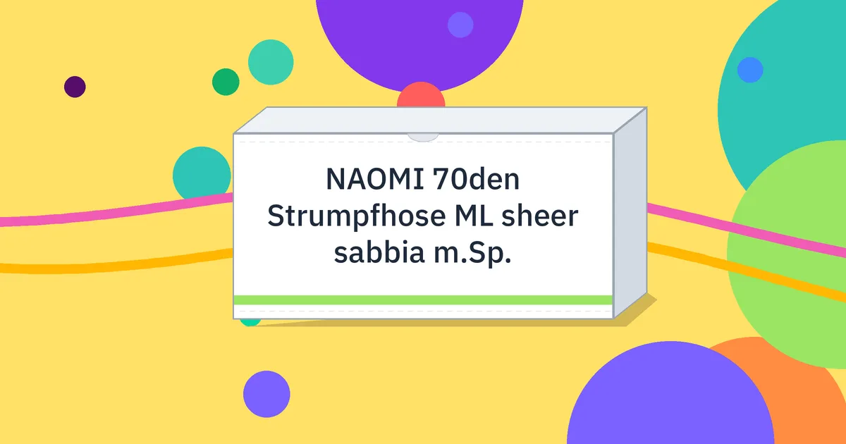 Symbolbild: Packung mit der Aufschrift NAOMI 70den Strumpfhose ML sheer sabbia m.Sp. (PZN 16179194) – Verfügbarkeit und Bezug in Apotheken in Frankfurt am Main