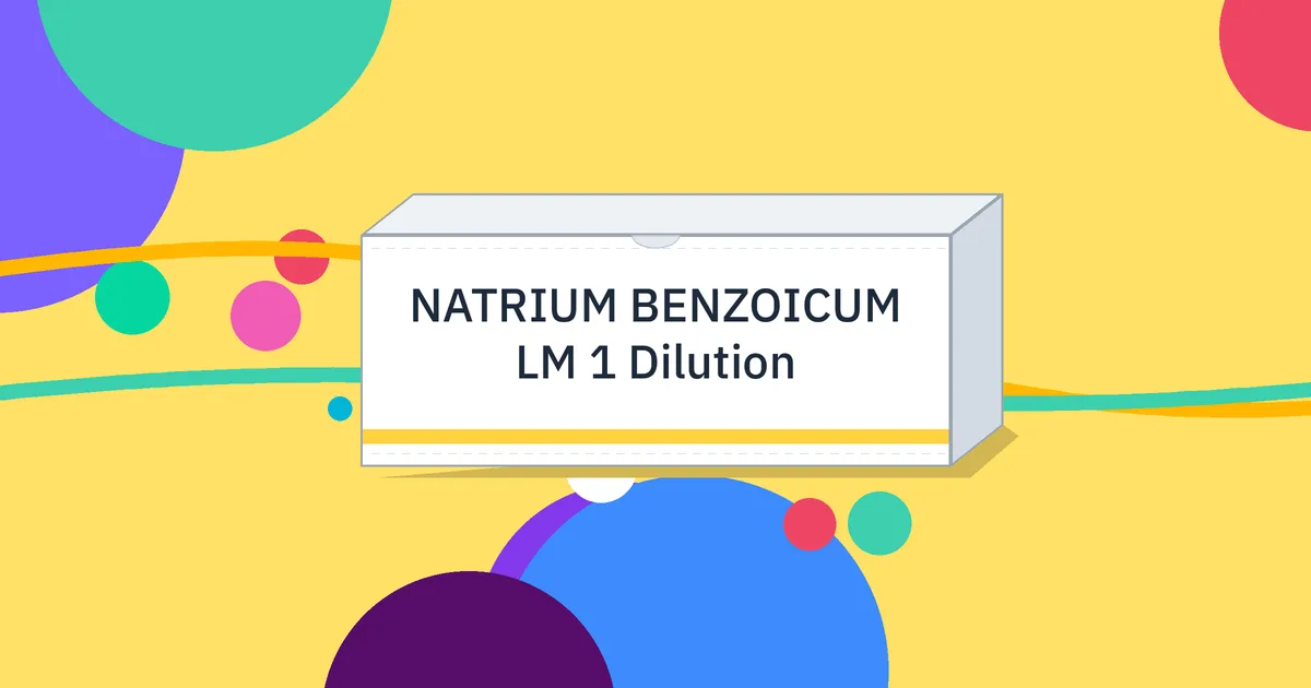 Symbolbild: Packung mit der Aufschrift NATRIUM BENZOICUM LM 1 Dilution (PZN 12959653) – Verfügbarkeit und Bezug in Apotheken in Frankfurt am Main