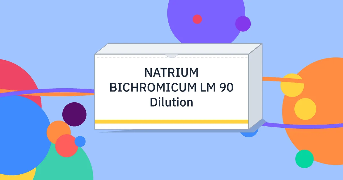 Symbolbild: Packung mit der Aufschrift NATRIUM BICHROMICUM LM 90 Dilution (PZN 12961041) – Verfügbarkeit und Bezug in Apotheken in Frankfurt am Main