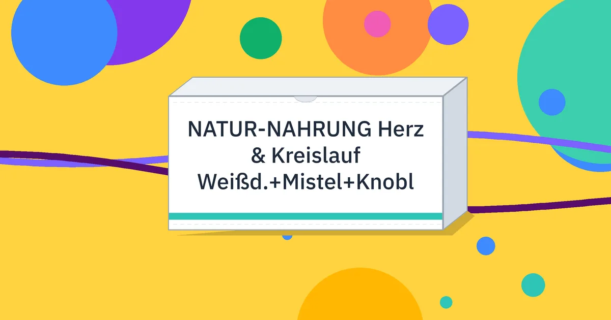 Symbolbild: Packung mit der Aufschrift NATUR-NAHRUNG Herz & Kreislauf Weißd.+Mistel+Knobl (PZN 18295639) – Verfügbarkeit und Bezug in Apotheken in Frankfurt am Main