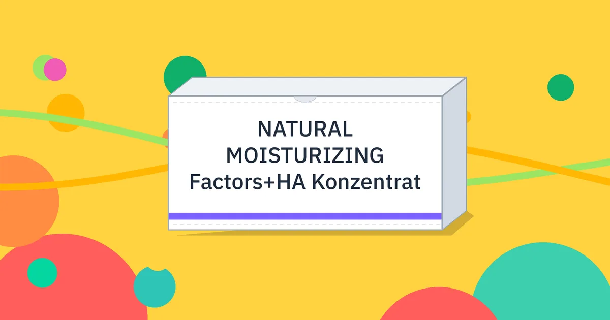 Symbolbild: Packung mit der Aufschrift NATURAL MOISTURIZING Factors+HA Konzentrat (PZN 18892878) – Verfügbarkeit und Bezug in Apotheken in Frankfurt am Main