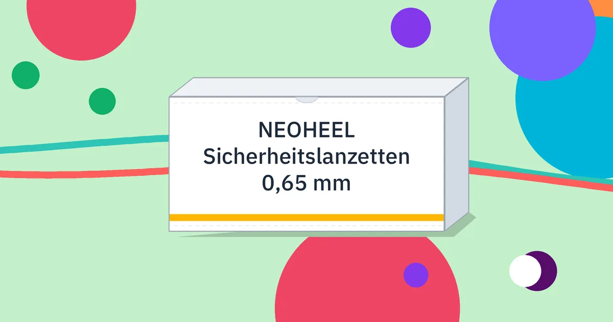 Symbolbild: Packung mit der Aufschrift NEOHEEL Sicherheitslanzetten 0,65 mm (PZN 19064965) – Verfügbarkeit und Bezug in Apotheken in Frankfurt am Main