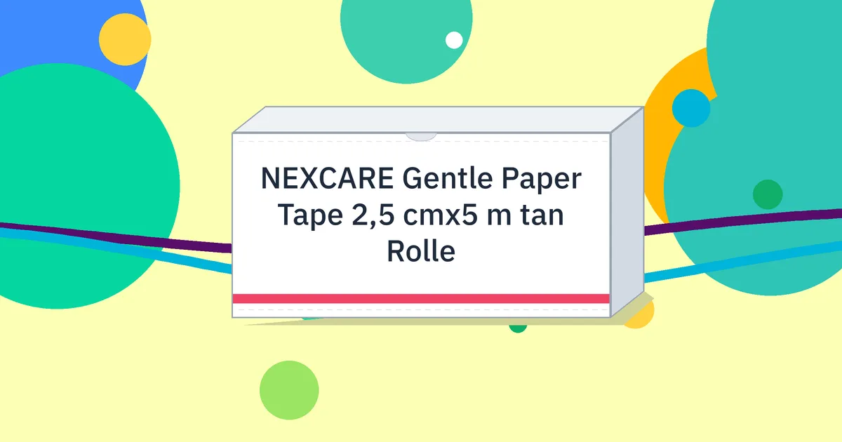 Symbolbild: Packung mit der Aufschrift NEXCARE Gentle Paper Tape 2,5 cmx5 m tan Rolle (PZN 20089284) – Verfügbarkeit und Bezug in Apotheken in Frankfurt am Main