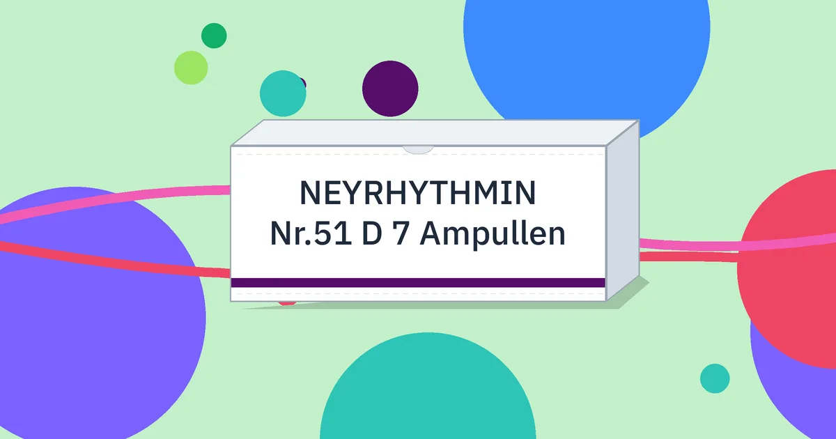 Symbolbild: Packung mit der Aufschrift NEYRHYTHMIN Nr.51 D 7 Ampullen (PZN 06486989) – Verfügbarkeit und Bezug in Apotheken in Frankfurt am Main
