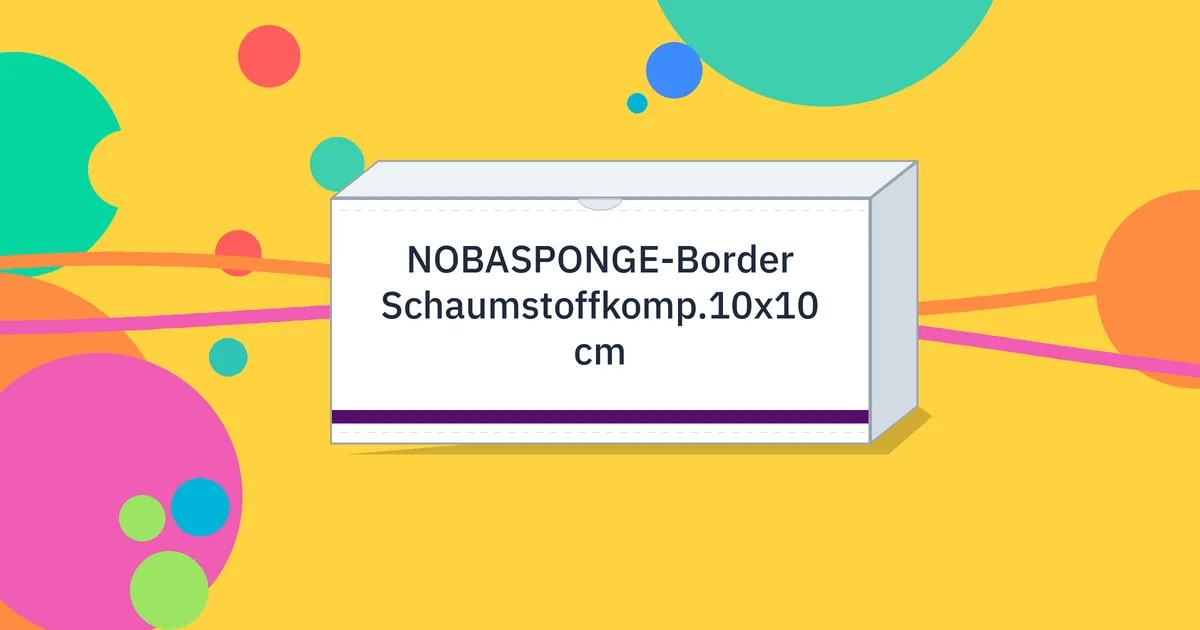 Symbolbild: Packung mit der Aufschrift NOBASPONGE-Border Schaumstoffkomp.10x10 cm (PZN 17364338) – Verfügbarkeit und Bezug in Apotheken in Frankfurt am Main