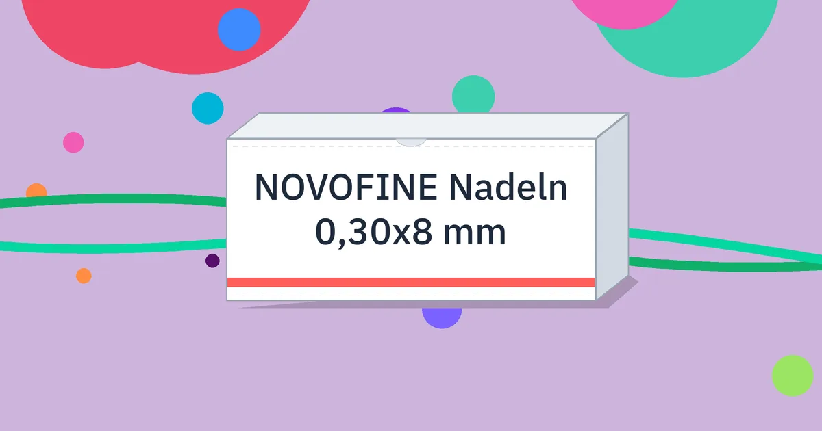 Symbolbild: Packung mit der Aufschrift NOVOFINE Nadeln 0,30x8 mm (PZN 04450585) – Verfügbarkeit und Bezug in Apotheken in Frankfurt am Main