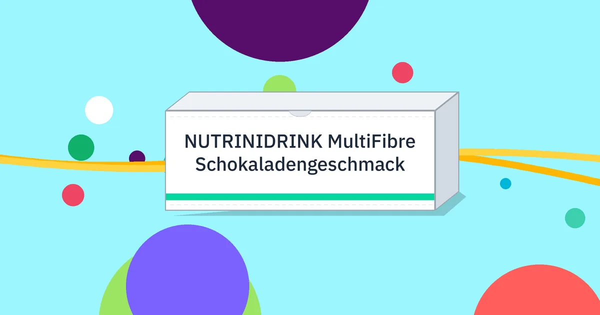 Symbolbild: Packung mit der Aufschrift NUTRINIDRINK MultiFibre Schokaladengeschmack (PZN 16747149) – Verfügbarkeit und Bezug in Apotheken in Frankfurt am Main