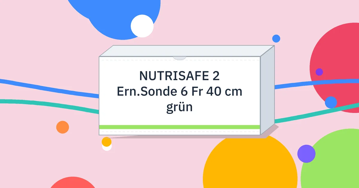 Symbolbild: Packung mit der Aufschrift NUTRISAFE 2 Ern.Sonde 6 Fr 40 cm grün (PZN 09398211) – Verfügbarkeit und Bezug in Apotheken in Frankfurt am Main