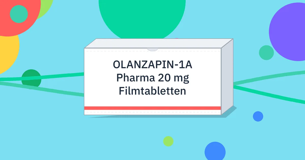Symbolbild: Packung mit der Aufschrift OLANZAPIN-1A Pharma 20 mg Filmtabletten (PZN 09064125) – Verfügbarkeit und Bezug in Apotheken in Frankfurt am Main