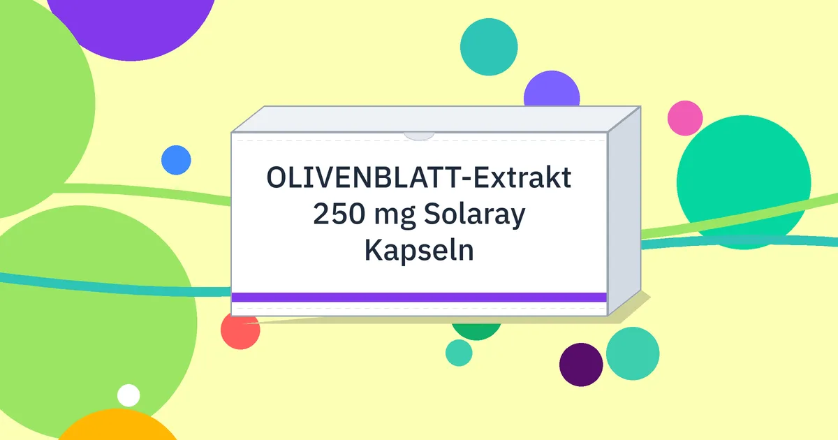 Symbolbild: Packung mit der Aufschrift OLIVENBLATT-Extrakt 250 mg Solaray Kapseln (PZN 17254495) – Verfügbarkeit und Bezug in Apotheken in Frankfurt am Main