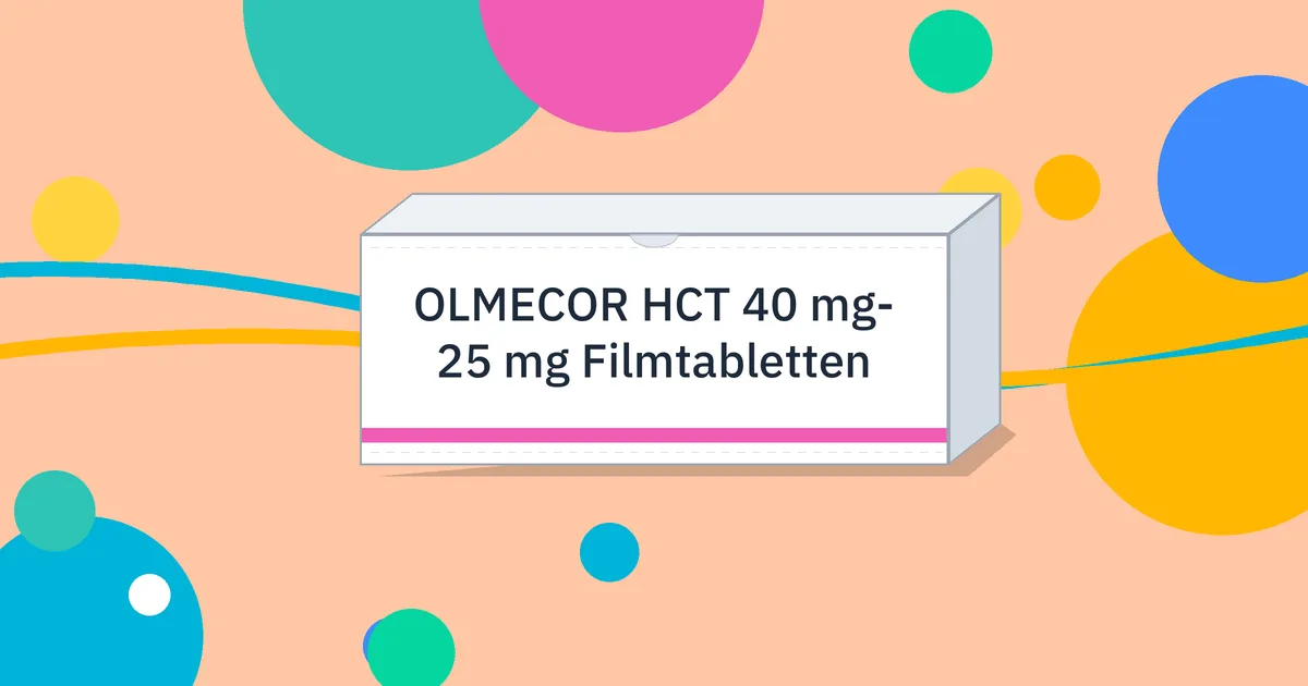 Symbolbild: Packung mit der Aufschrift OLMECOR HCT 40 mg-25 mg Filmtabletten (PZN 12648261) – Verfügbarkeit und Bezug in Apotheken in Frankfurt am Main