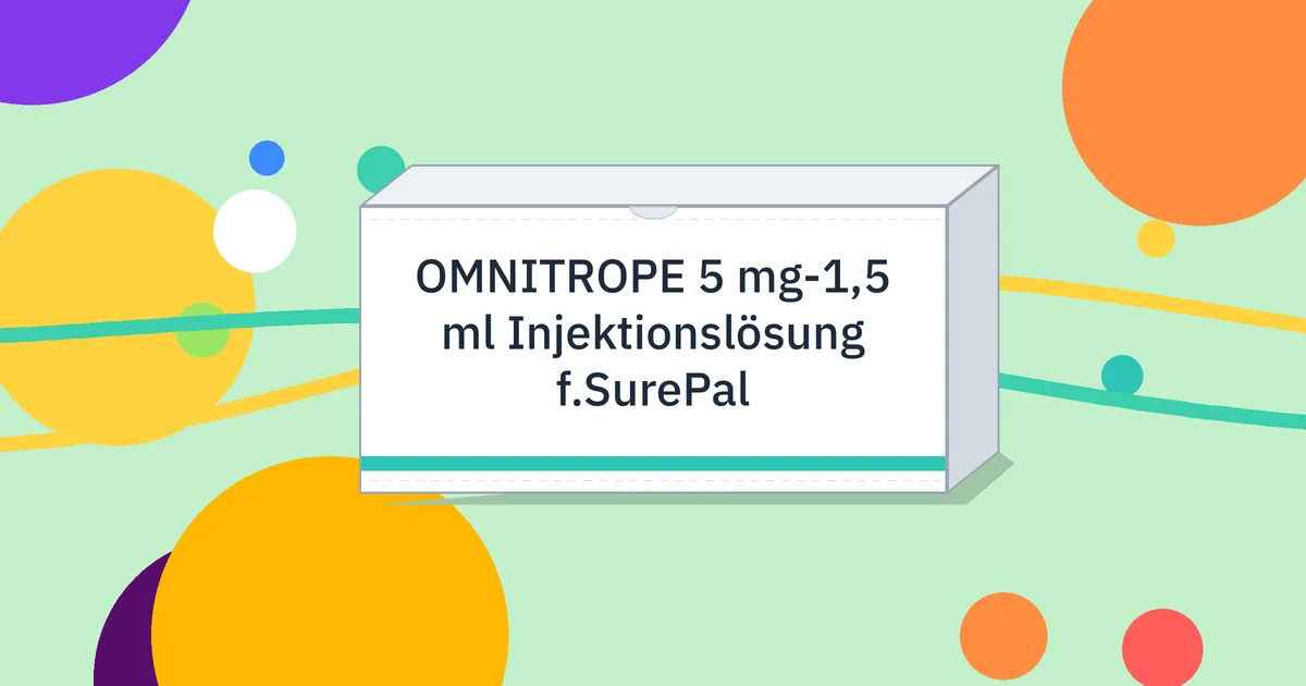 Symbolbild: Packung mit der Aufschrift OMNITROPE 5 mg-1,5 ml Injektionslösung f.SurePal (PZN 10073402) – Verfügbarkeit und Bezug in Apotheken in Frankfurt am Main