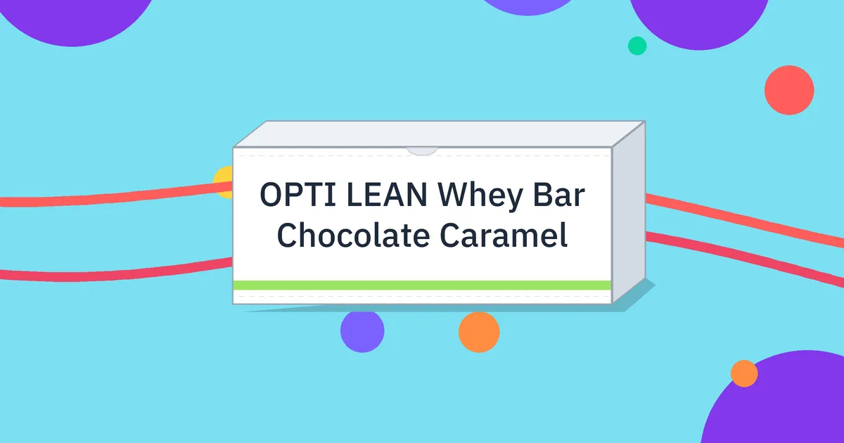 Symbolbild: Packung mit der Aufschrift OPTI LEAN Whey Bar Chocolate Caramel (PZN 13585077) – Verfügbarkeit und Bezug in Apotheken in Frankfurt am Main