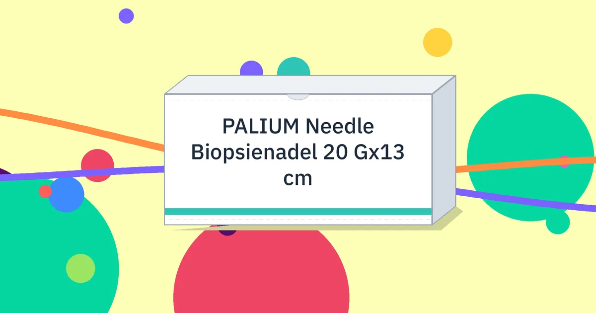 Symbolbild: Packung mit der Aufschrift PALIUM Needle Biopsienadel 20 Gx13 cm (PZN 16922931) – Verfügbarkeit und Bezug in Apotheken in Frankfurt am Main