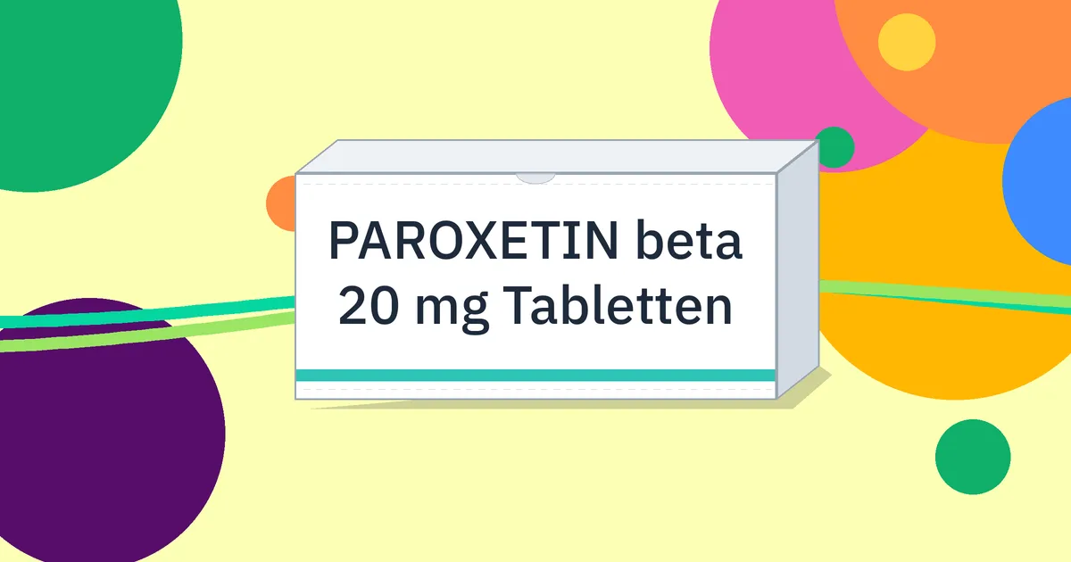 Symbolbild: Packung mit der Aufschrift PAROXETIN beta 20 mg Tabletten (PZN 04784518) – Verfügbarkeit und Bezug in Apotheken in Frankfurt am Main